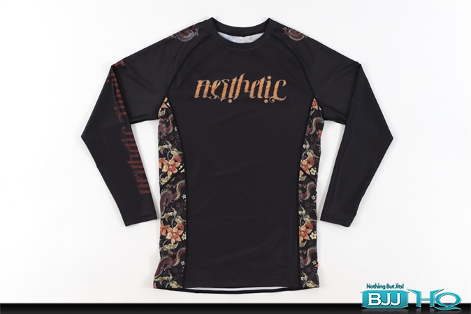 Aesthetic 'Floral Dragon' Long-Sleeve Rash Guard - BJJHQ
