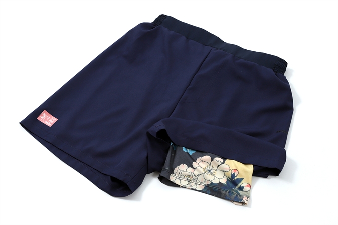 Kitsune "Bloom" Compression-Lined Shorts - Navy - BJJHQ